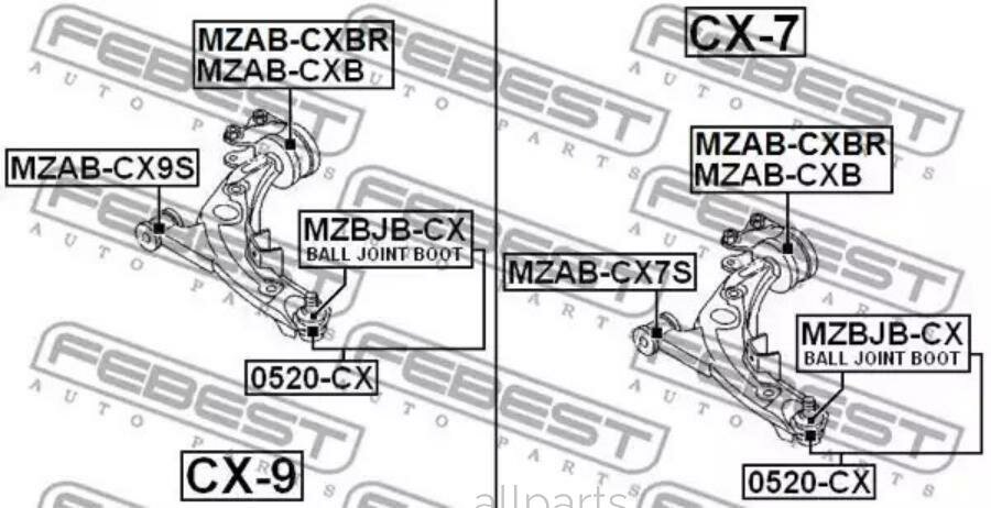 FEBEST 0520-CX опора шаровая (MAZDA CX-7 ER 2006-) FEBEST