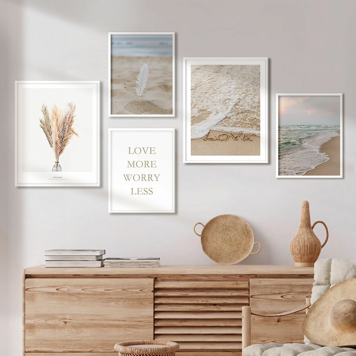 Набор постеров 5 шт "Берег моря, пляж" плакат для интерьера, картина на стену