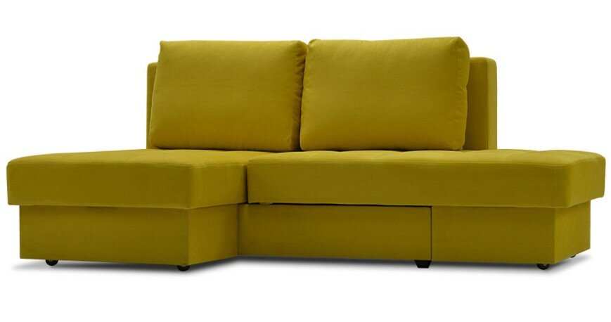 Угловой диван Трансформер Оливер Горчичный Велюр, трансформер, 184х133х92 см, с ящиком для белья