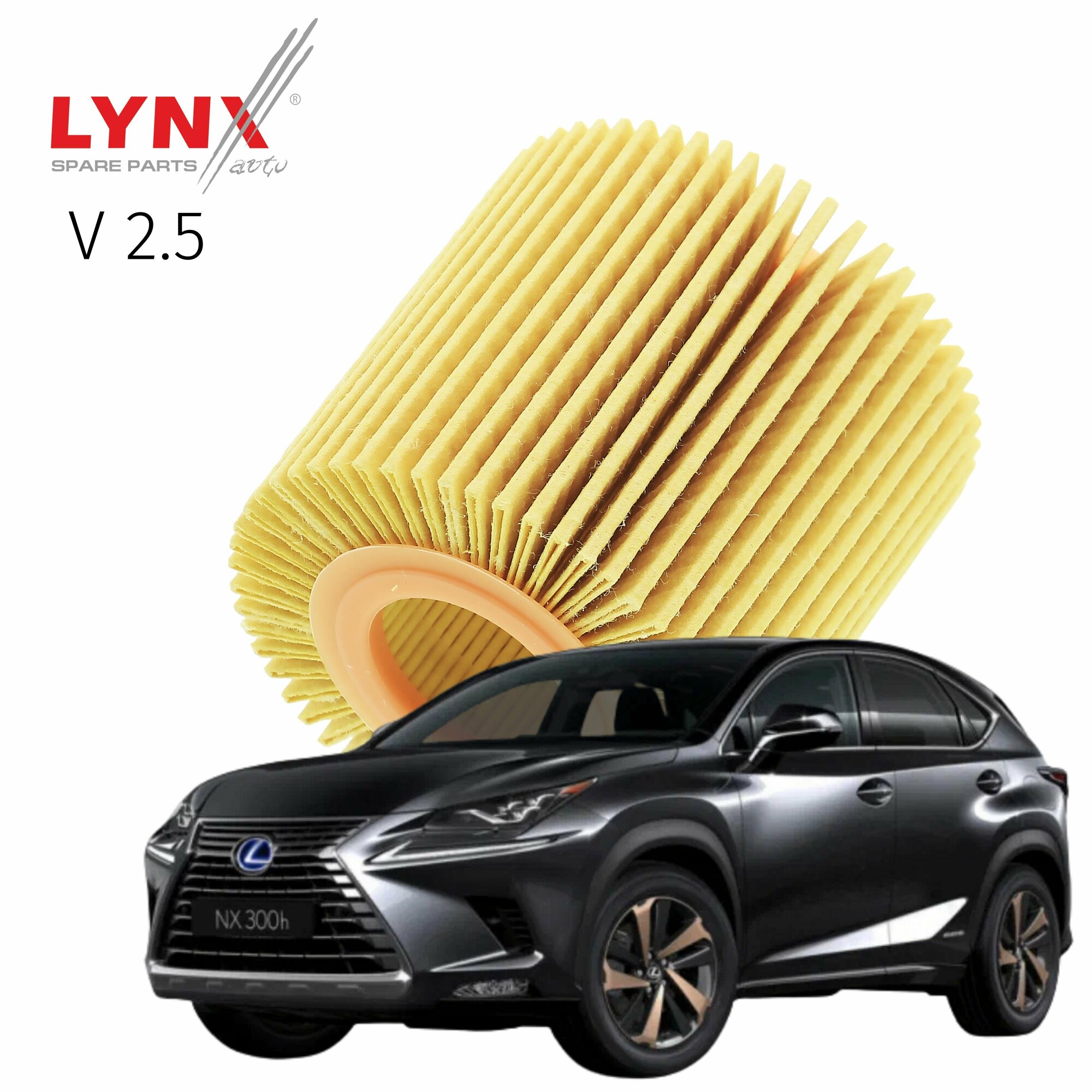 Фильтр масляный Lexus NX300h (1) / Лексус НХ300Х 2014 2015 2016 2017 2018 2019 2020 2021 V2.5 2AR-FXE / 1шт LYNXauto