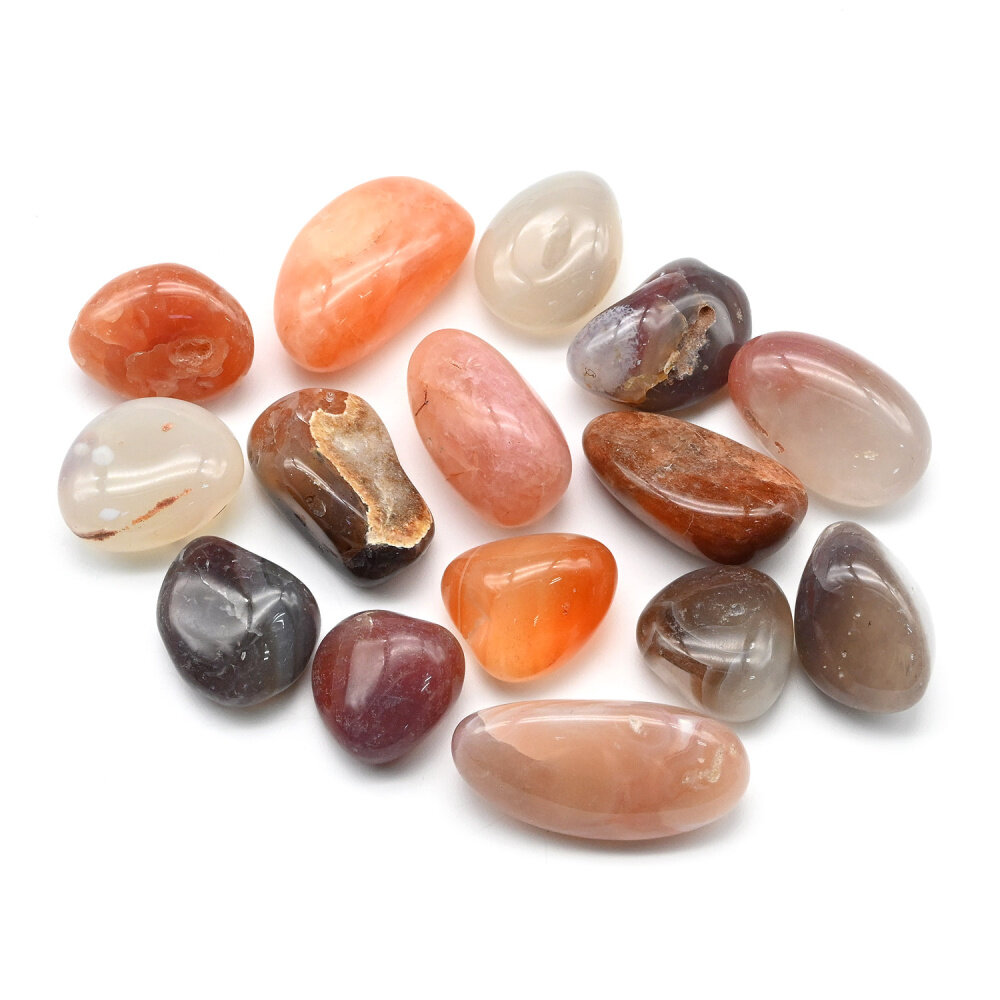 Агат красный галтовка фракция 20-25мм, упаковка 100г .