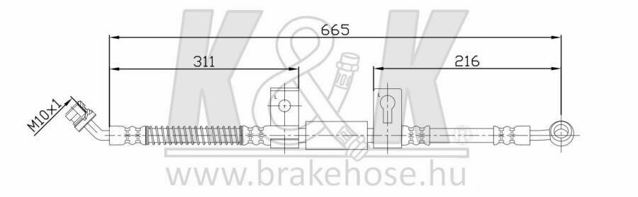 K&K FT0827 Шланг тормозной KIA Sorento (JC) 3.3 V6 08.02-