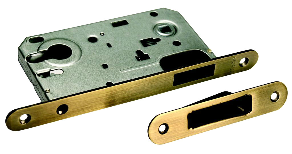 Замок магнитный Morelli врезной под цилиндр, защелка дверная межкомнатная, фиксатор для двери, мебельная фурнитура MM 2085, бронза