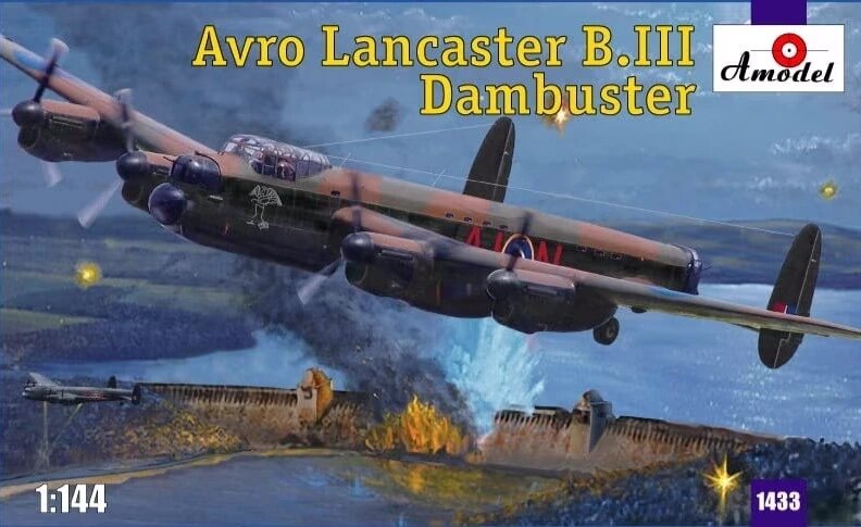 Сборная модель самолёта Avro Lancaster B.III Dambuster (1/144) Amodel 1433