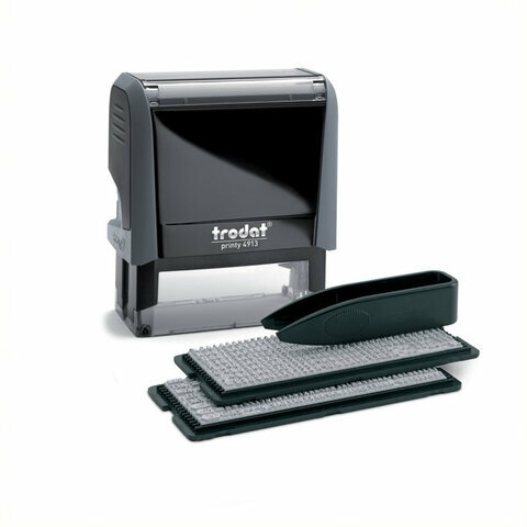 Штамп самонаборный 5-стр, 58х22 мм, синий, TRODAT 4913P4/DB, корпус серый, кассы В комплекте, 43216