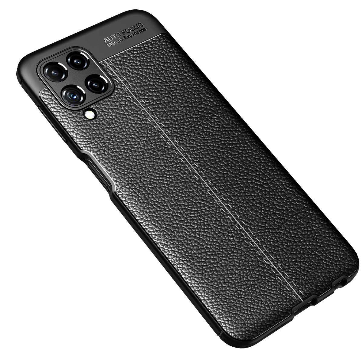 Защитный чехол Чехол. ру бампер накладка на Samsung Galaxy M32 (SM-M325F) 2021 из износостойкого силикона с декоративным дизайном под кожу с тиснени.