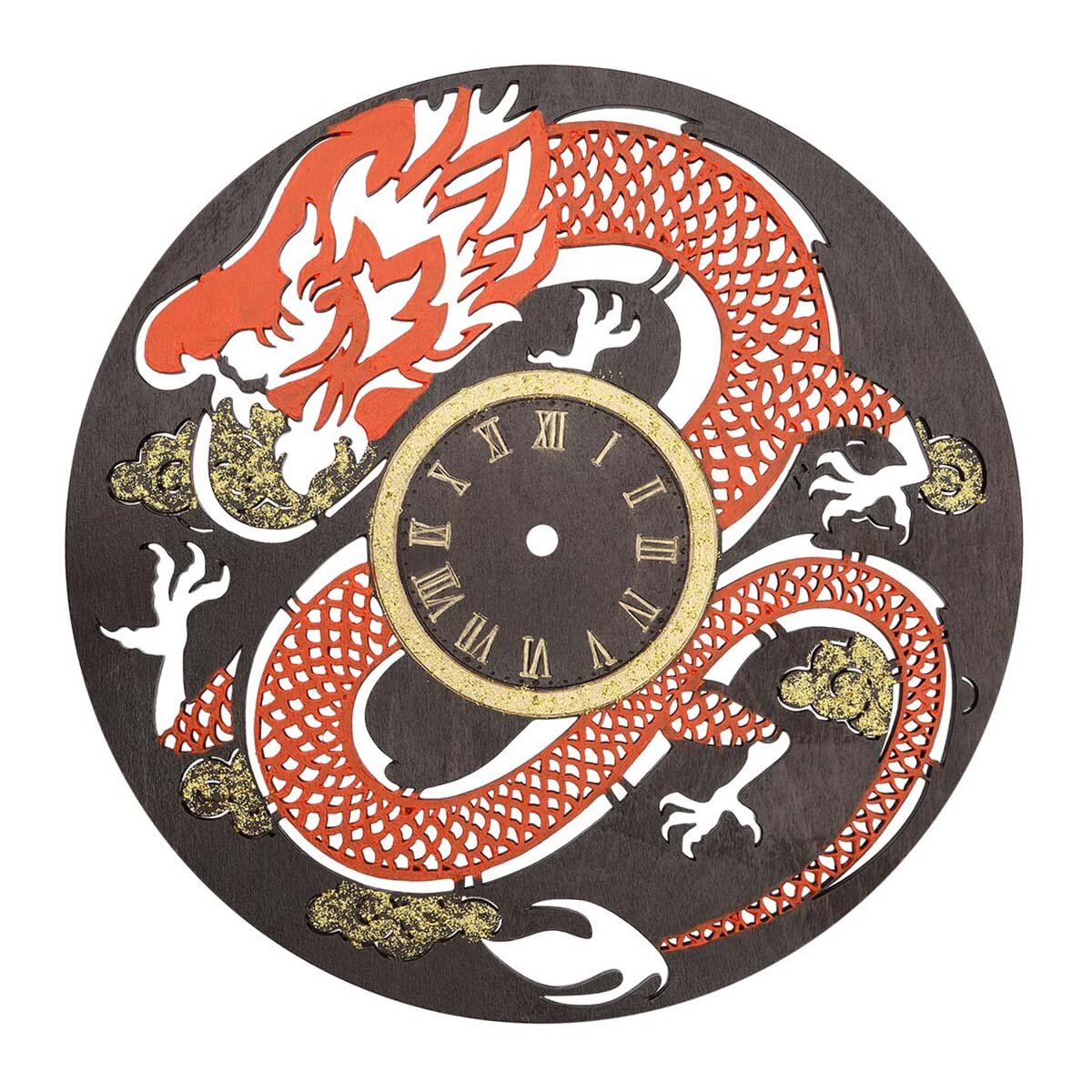 Заготовка деревянная Циферблат для часов с римскими цифрами 'Дракон', диаметр 25 см, Astra&Craft