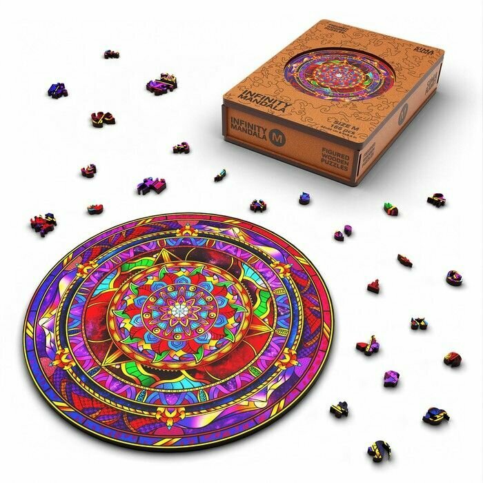 Пазл Sima-land "Infiniti Mandala", фигурный деревянный, 22х22 см, 166 элементов