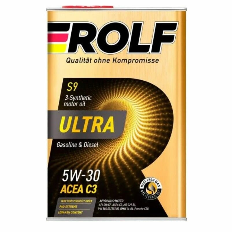 ROLF Масло моторное ROLF ULTRA 5W30 синт C3 SN/CF 4л металл