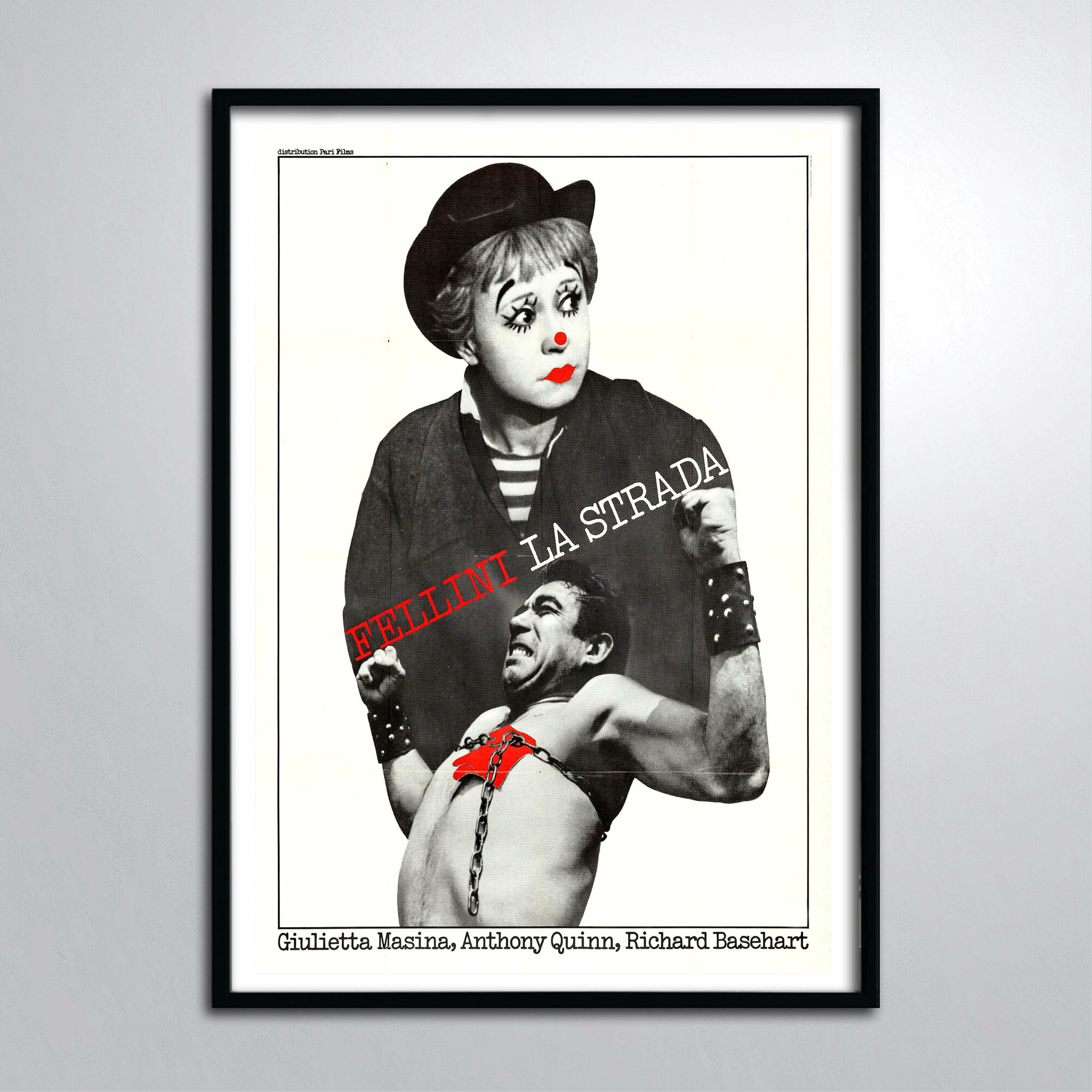 Постер без рамы/Винтажный плакат/Федерико Феллини Дорога (1954) Джульетта Мазина Белый La strada