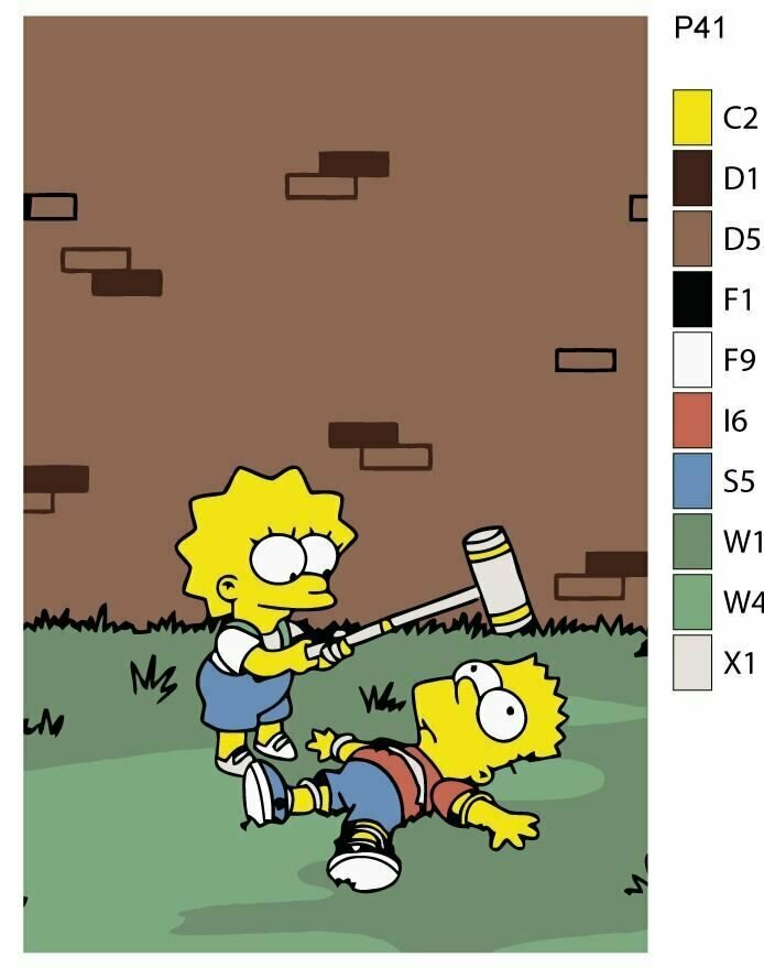 Детская картина по номерам P41 "Симпсоны. Лиза и Барт Симпсон" 20x30