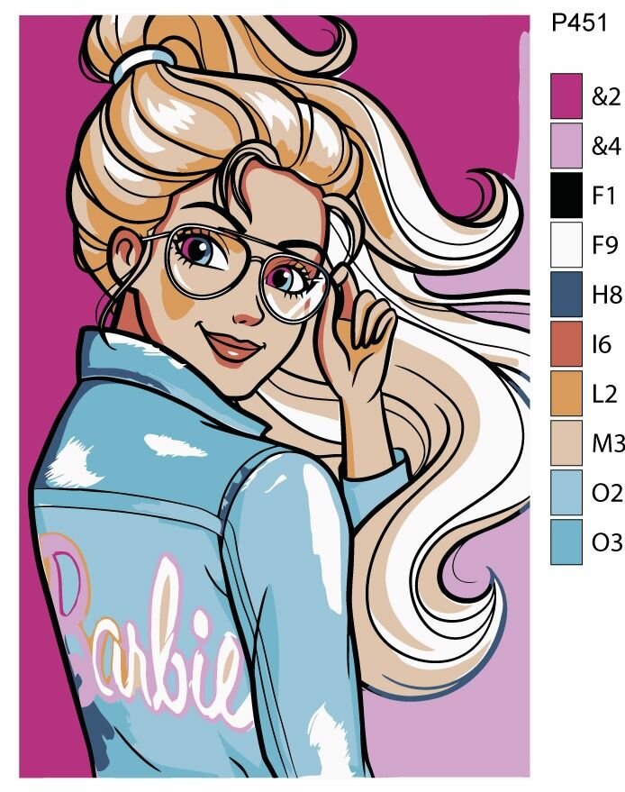 Детская картина по номерам P451 "Barbie (Барби). Стильная Барби" 20x30