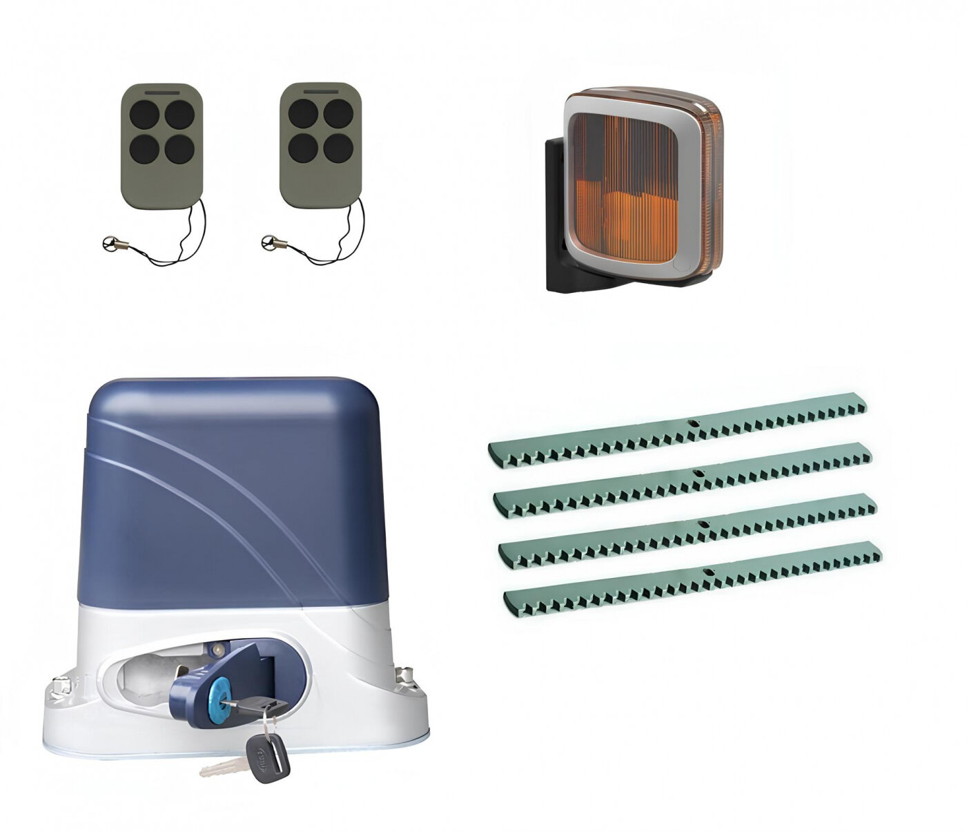 Автоматика для откатных ворот KSL-800 KIT-L2K4, комплект: привод, 2 пульта, лампа, 4 рейки