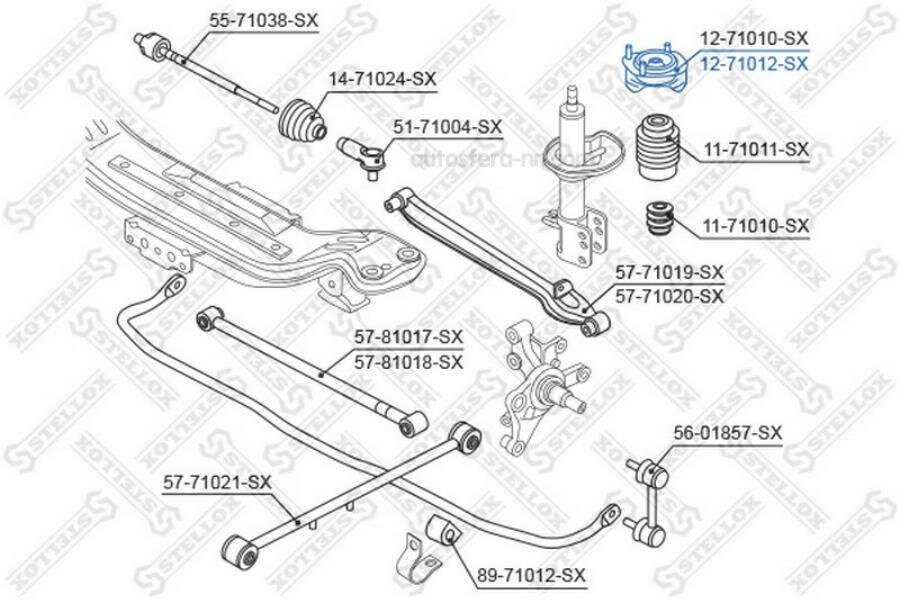 STELLOX 1271012SX опора амортизатора заднего левого! 4 шпильки\ Mazda 626 all 92-97 4 door