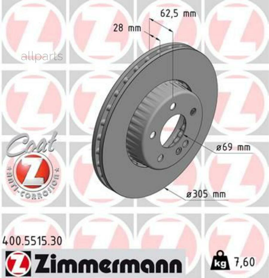 ZIMMERMANN 400.5515.30 Диск тормозной