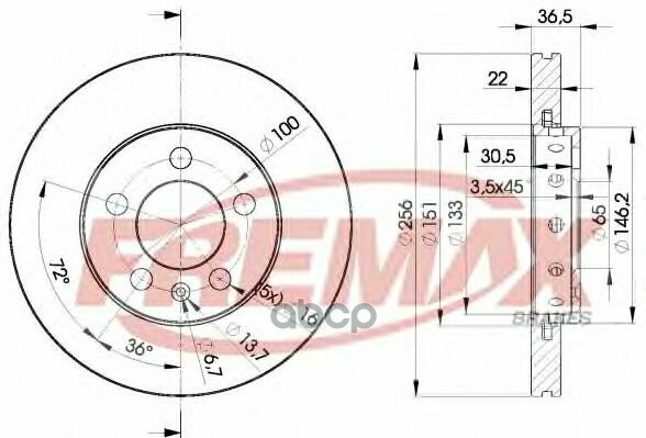 Диск тормозной передний! Audi A2/A3, VW Golf/Bora 1.6 96> FREMAX арт. BD5602