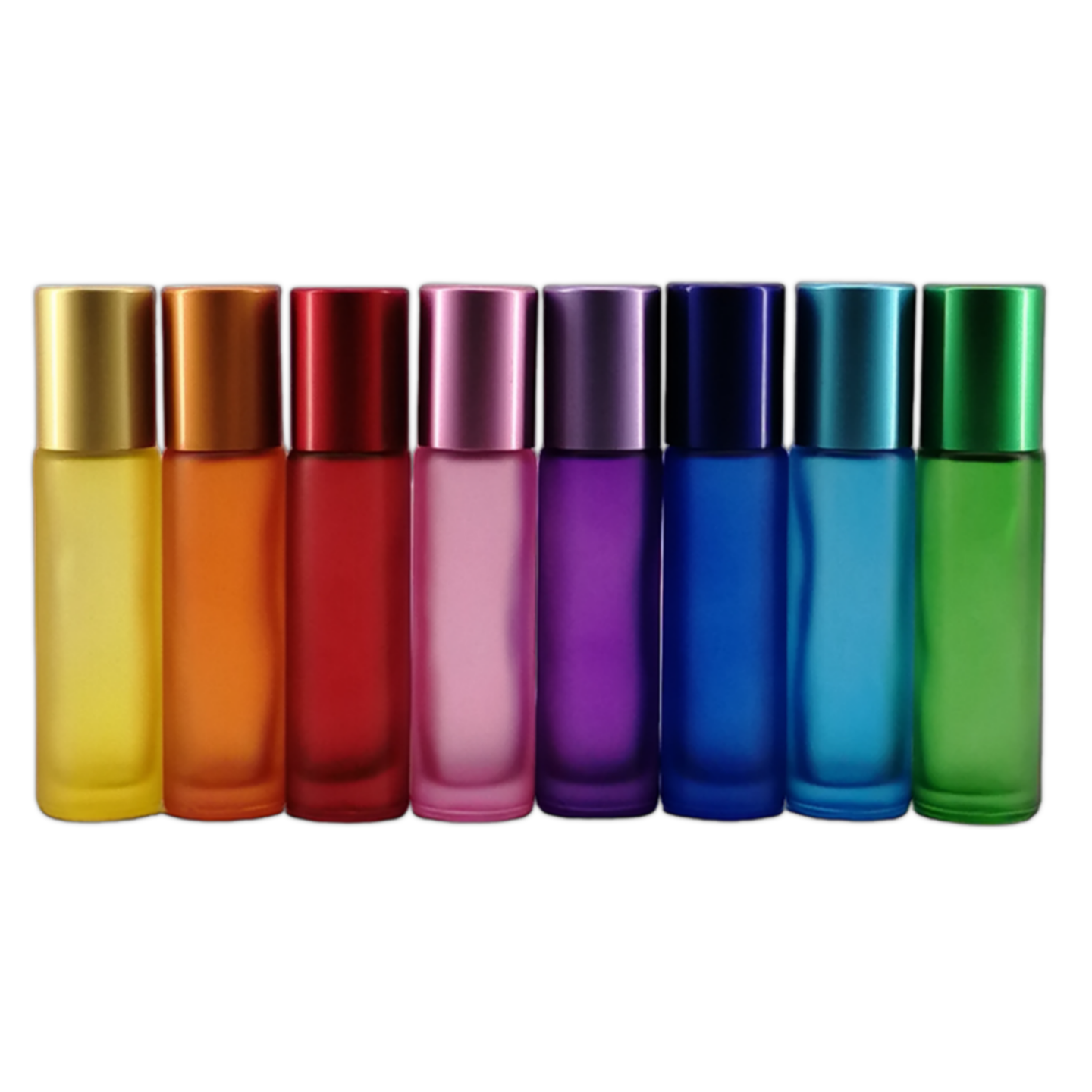 Набор роллеров для эфирных масел, флакон 10 мл, 8 штук, разноцветное стекло