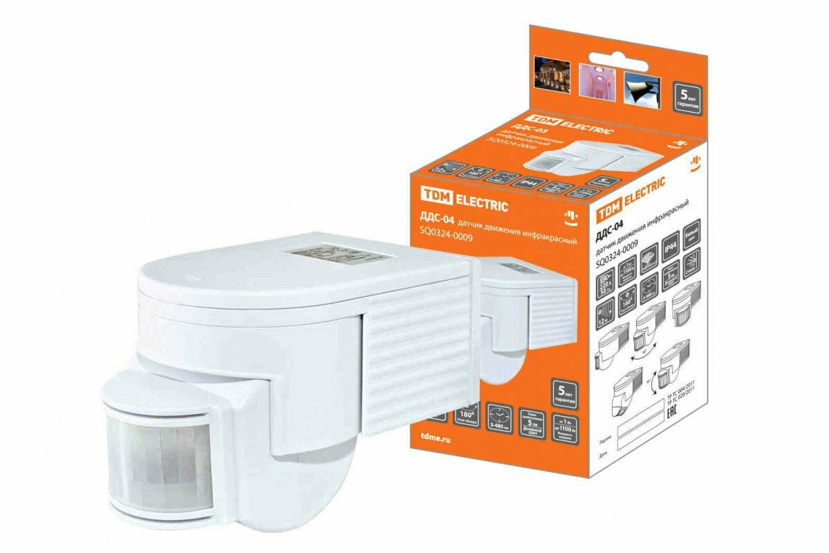 Датчик движения ДДС-04 1100ВТ, 5-480С, 12М, 5+ЛК, 180ГР, IP44, TDM