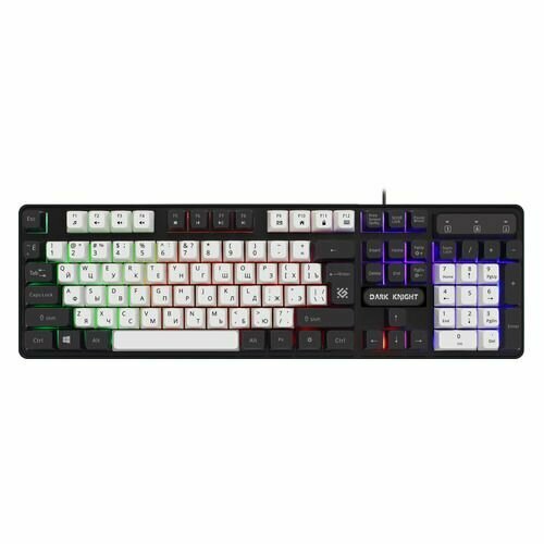 Клавиатура Defender Dark Knight GK-077, USB, белый + черный [45078]