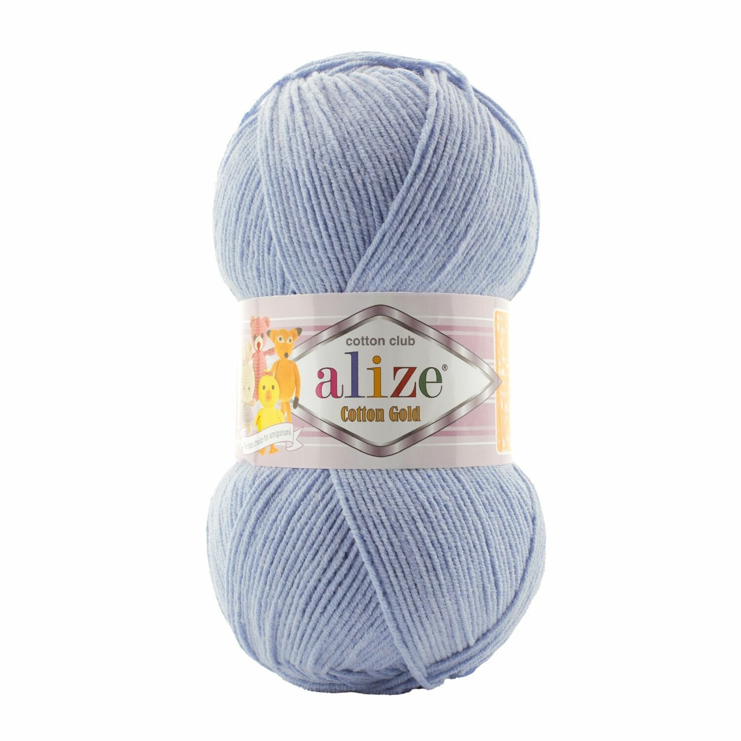 Пряжа ALIZE Cotton gold, голубой - 481, 55% хлопок, 45% акрил, 5 мотков, 100 г, 330 м.