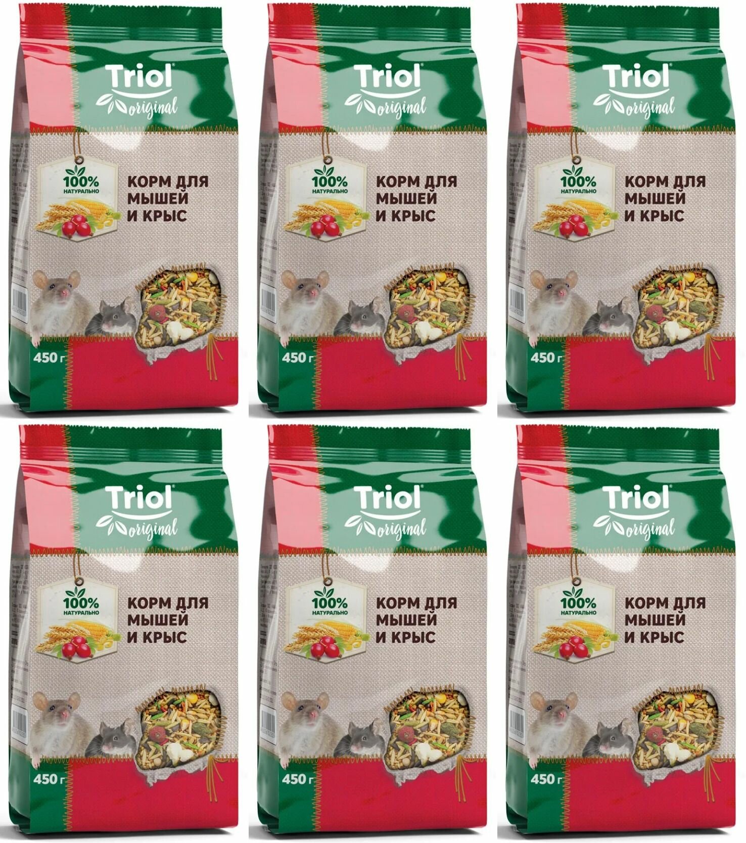 Triol Original Корм для мышей и крыс 450г, 6 уп