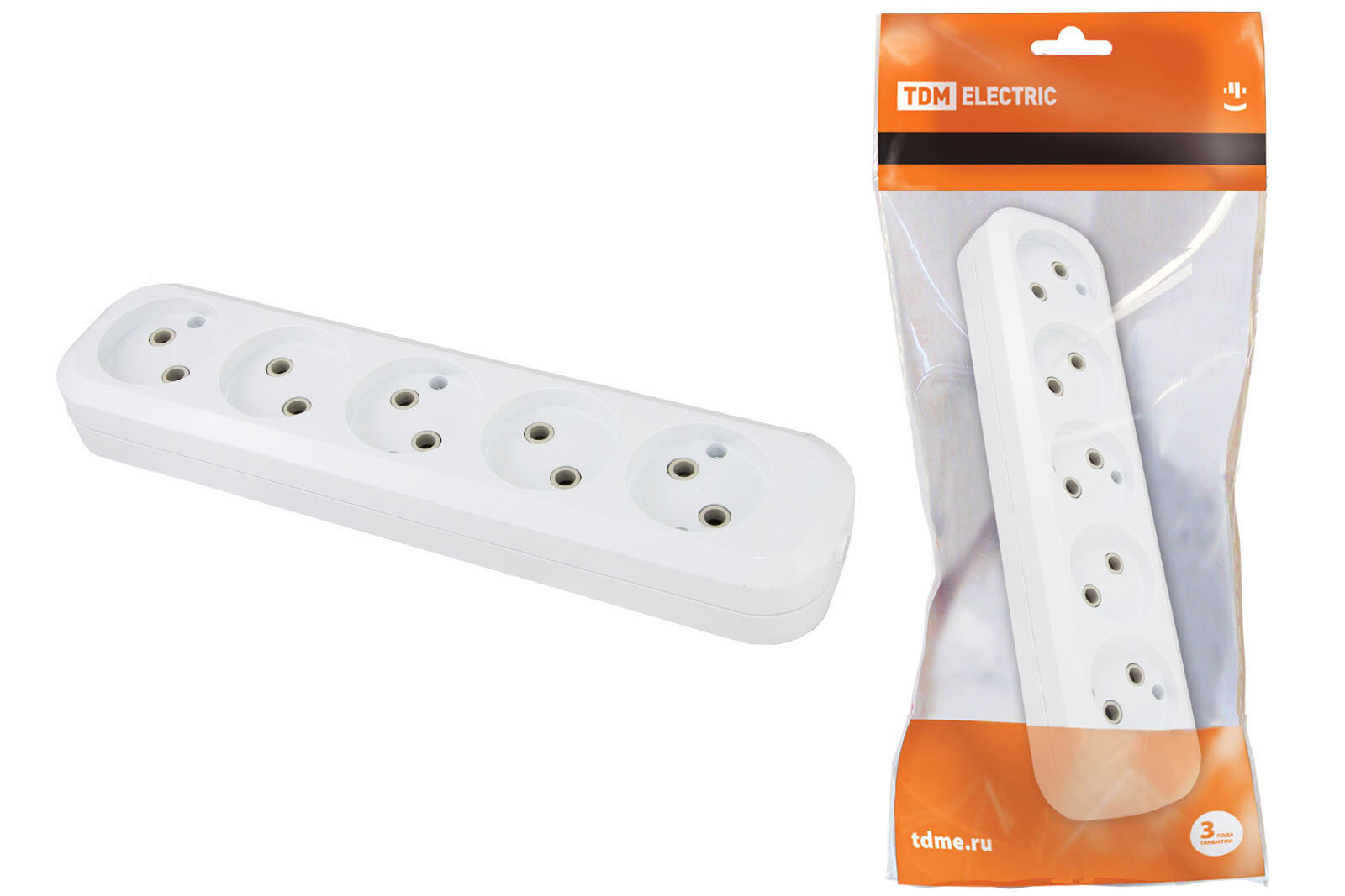 TDM розетка колодка 5 гн. 10А 250В (АБС-пластик, белая) (14!) SQ1806-0034