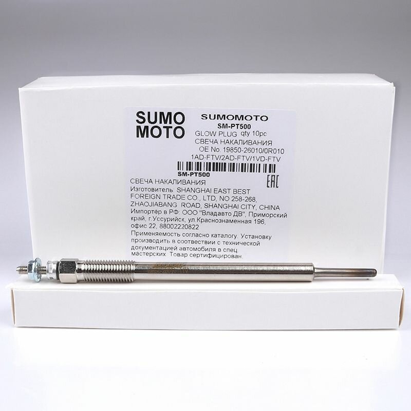 Свеча накаливания Sumomoto SM-PT500 11V; Двигатель 1AD-FTV; 2AD-FTV; 1VD-FTV