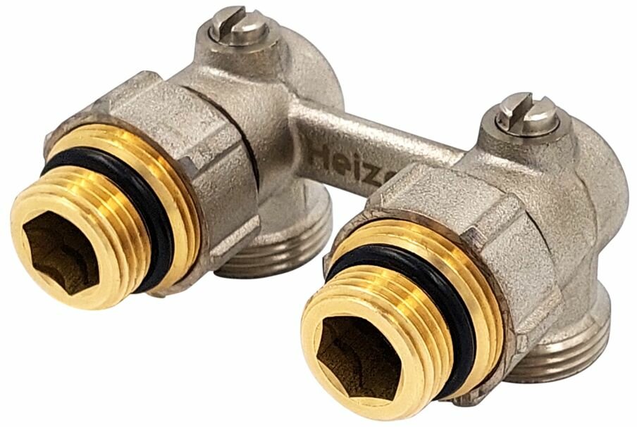 Хейзен узел нижнего подключ. радиатора Н-образный, 1/2"х3/4" НР угловой