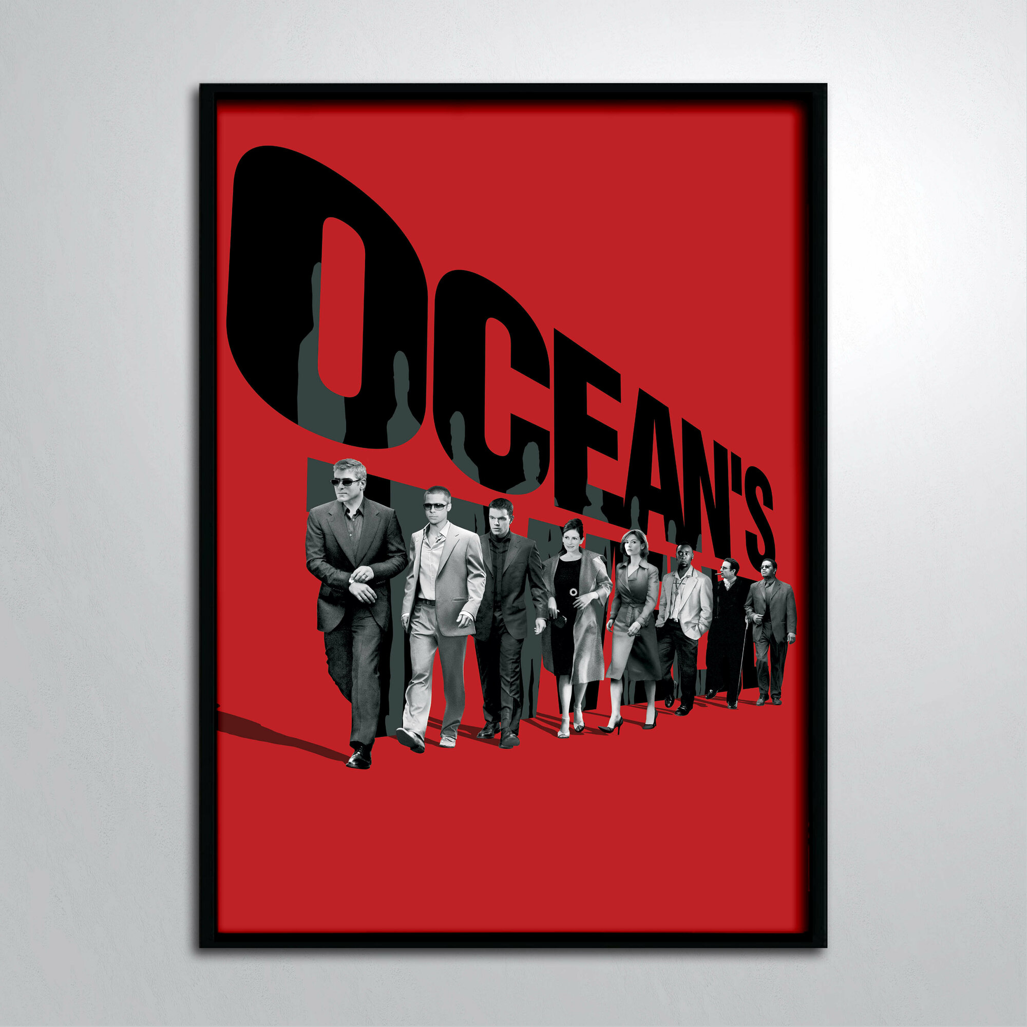 Постер без рамы/Двенадцать друзей Оушена Джордж Клуни Брэд Питт Мэтт Дэймон Джулия Робертс Красный Ocean's Twelve (А2/420х594)