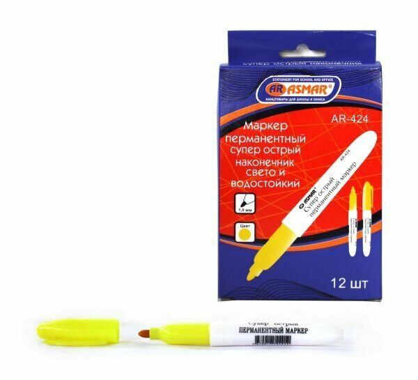 Маркер перманентный супер острый наконечник, свето-и водостойкий /желтый.