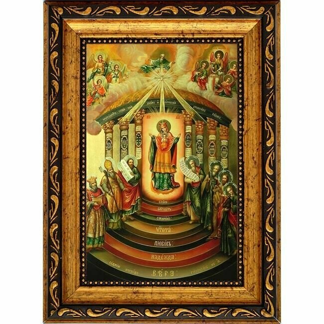 София - Премудрость Божия (Киевская). Икона Пресвятой Богородицы на холсте. (10 х 15 см / В раме)