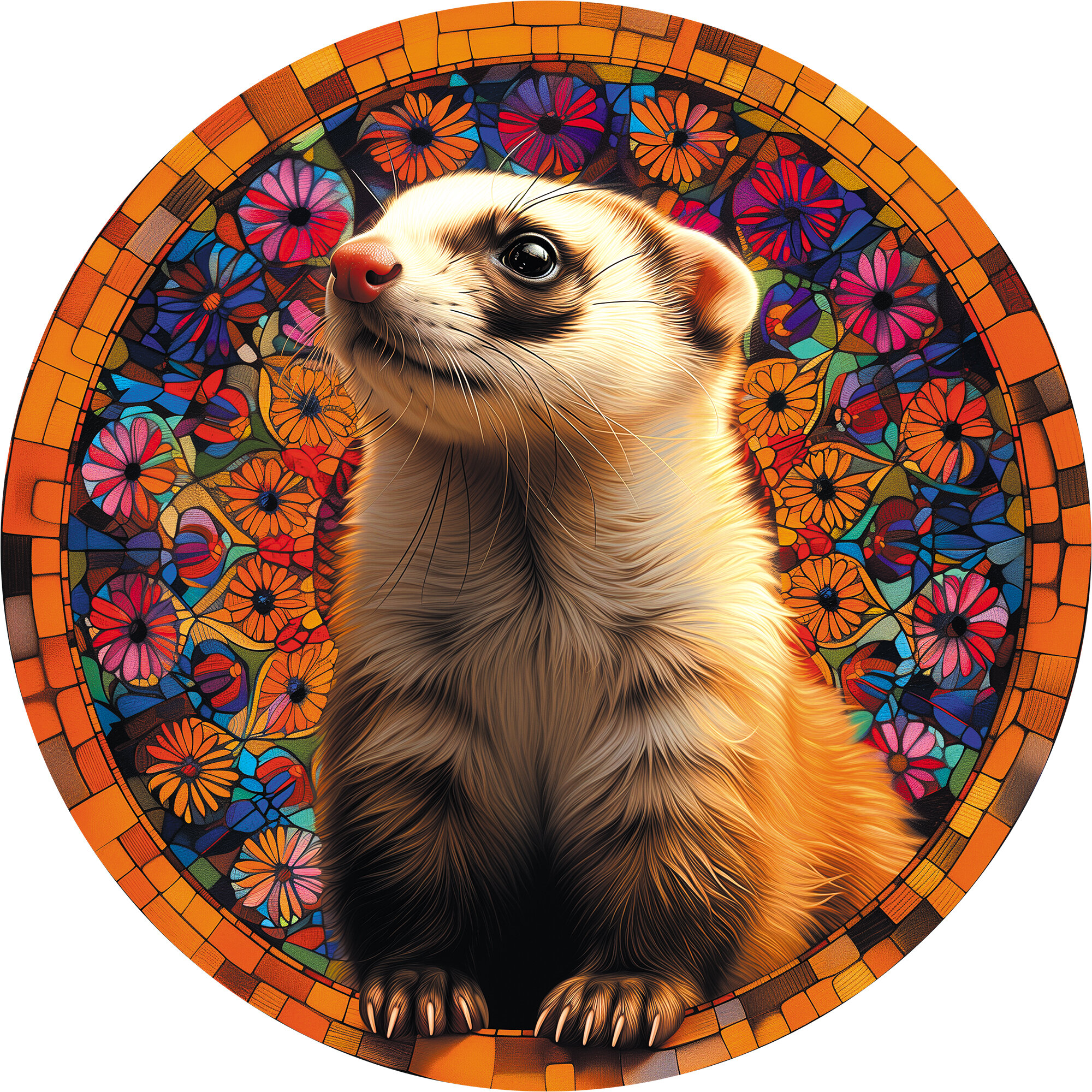 Деревянный пазл "Хорёк" коллекции "Мир животных" / 30х30см, 216 деталей / Подарок для взрослых и детей