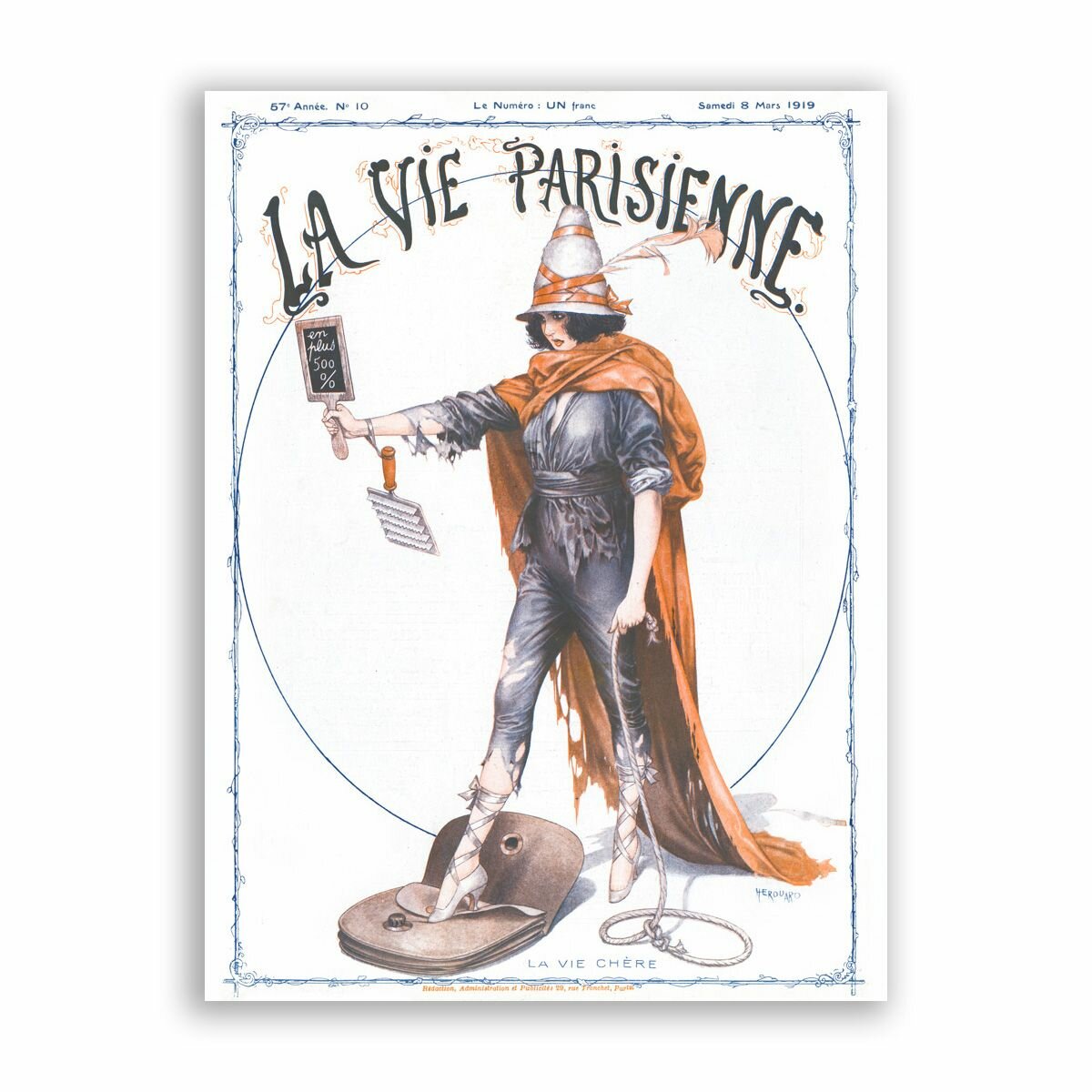 Постер на бумаге в стиле Пин-ап / La Vie Parisienne - La vie Chere / Размер 60 x 80 см