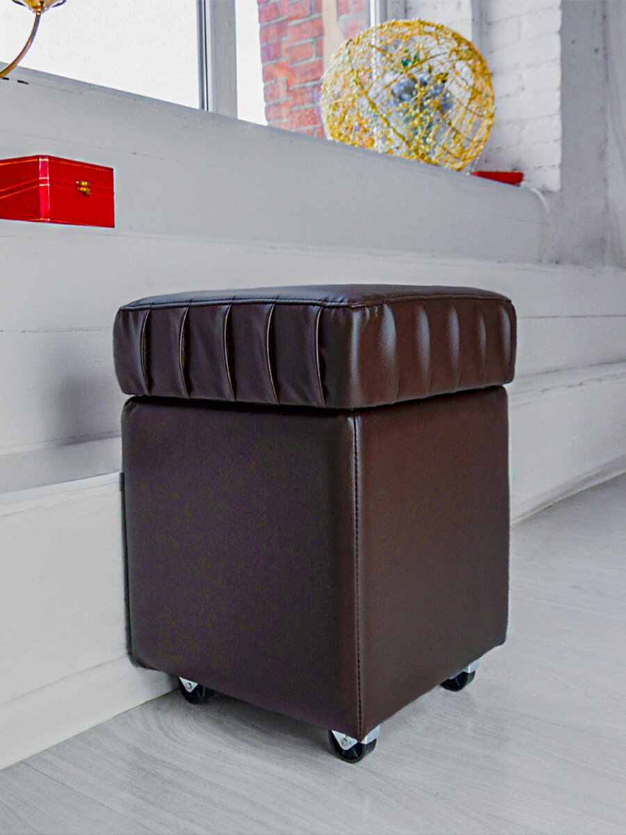 Прочный маленький пуфик для прихожей с ящиком для хранения 054, 33x33x40 см.