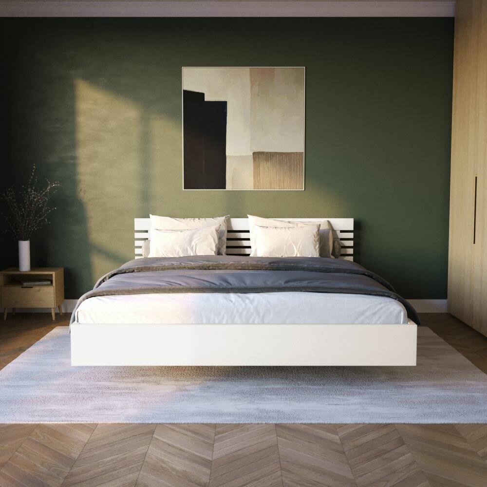 Кровать двуспальная 120x190 парящая Сонна цвет Слоновая кость