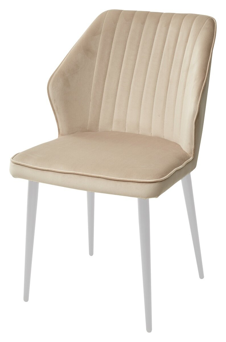 Стул SEATTLE-V бежевый #5, велюр / белый каркас М-City