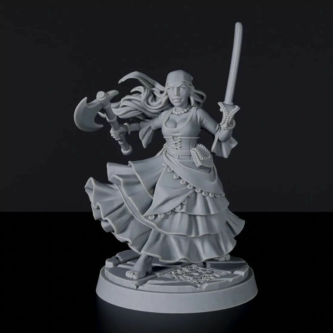 Миниатюра D&D "Танцовщица с мечем" 32 мм (DnD, Dungeons & Dragons, ДнД, Подземелья и Драконы, Pathfinder)