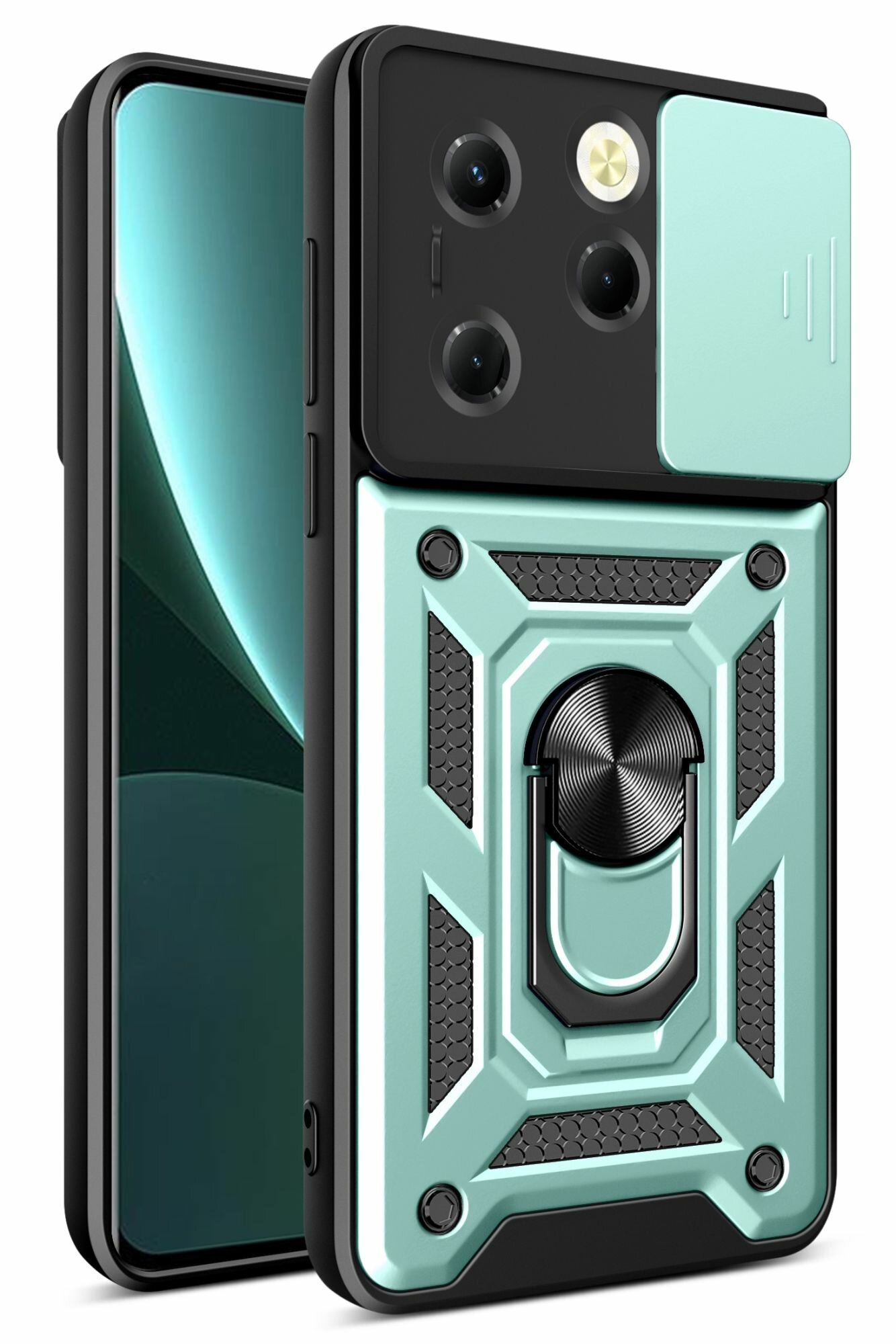 Чехол противоударный armors для Infinix Hot 40 и 40 Pro / Инфиникс Хот 40 и 40 Про с защитой камеры (Зеленый)