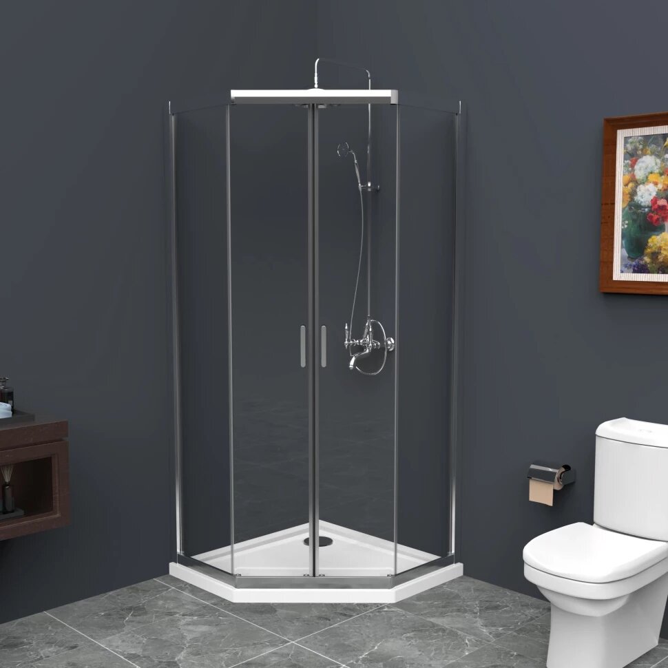 Душевой уголок 90x90 см BelBagno Uno UNO-195-P-2-90-C-Cr прозрачное