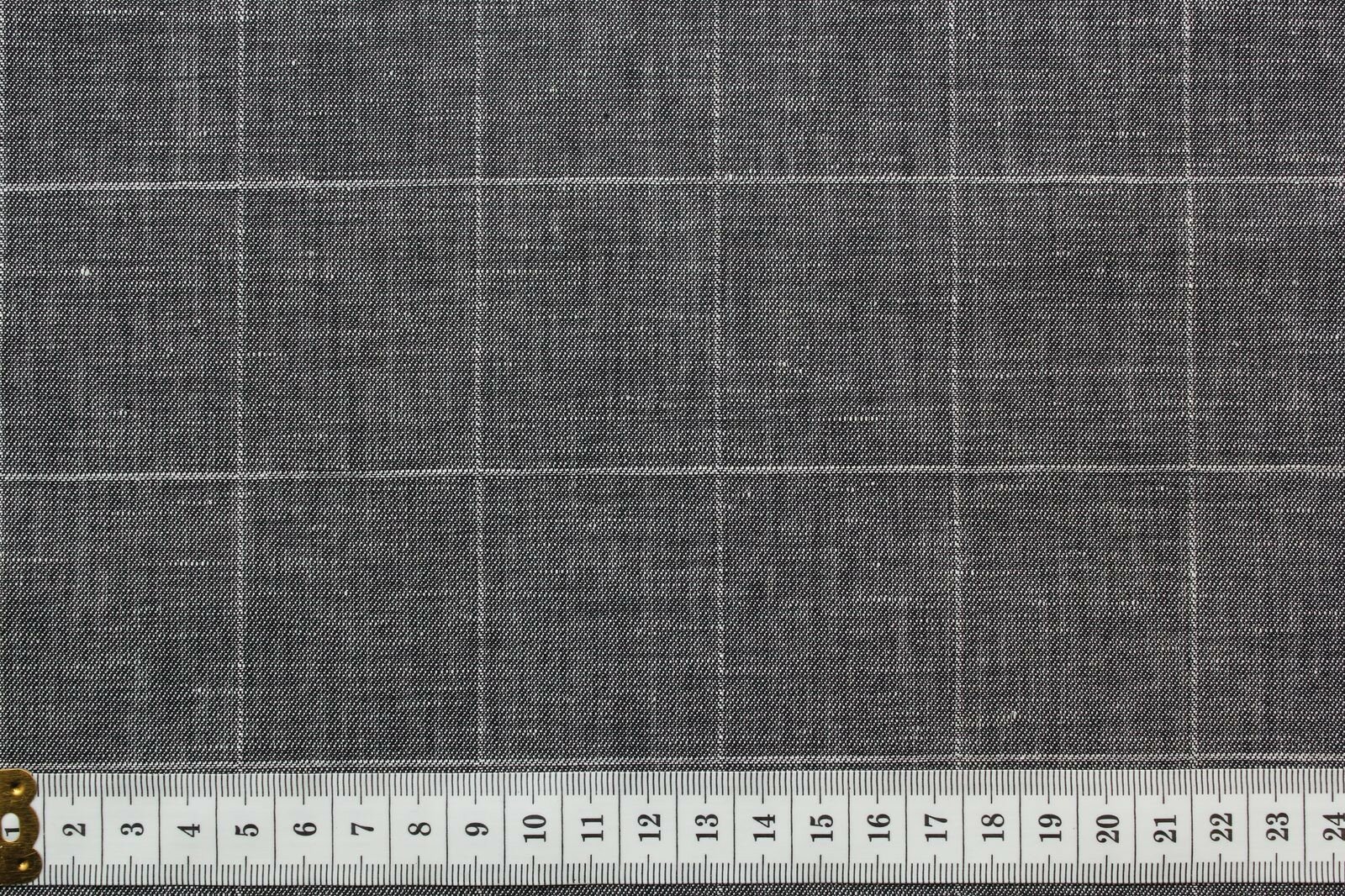 Ткань Лён костюмный с хлопком чёрно-серый меланж в клетку 200 г/мп, 200 г/пм, ш142см, 0,5 м