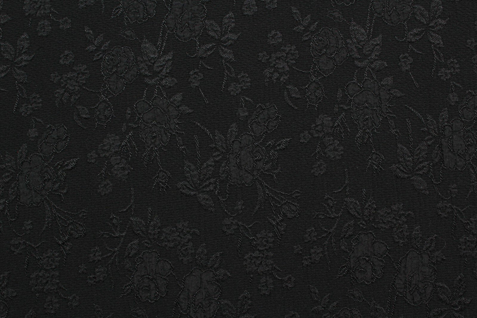 Ткань Жаккард-креш-стрейч чёрный с цветочным узором, 400 г/пм, ш152см, 0,5 м