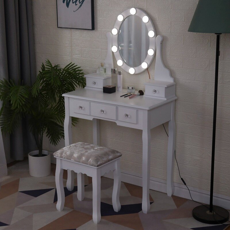 Туалетный столик Vinotti S010, с зеркалом, LED-подсветка, белый