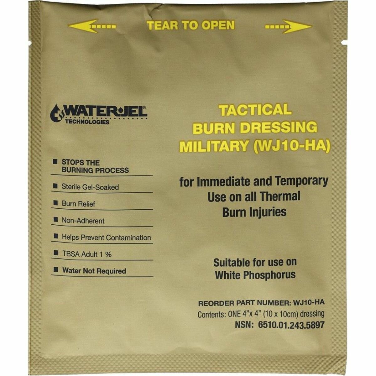 Тактическая противоожоговая повязка против белого фосфора Water-Jel Tactical Burn Dressing малая