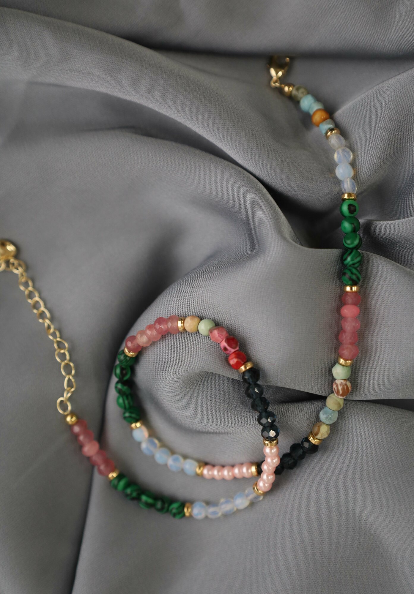 Колье, металл, агат