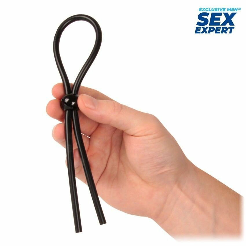 Эрекционное кольцо SexExpert "Лассо", с шариком, черное, силикон