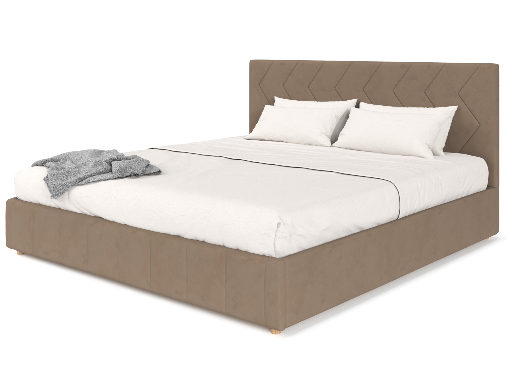 Двуспальная кровать Soft Element Кэрри 140х200 Brown, с мягким изголовьем, с подъемным механизмом, с ящиками, велюр