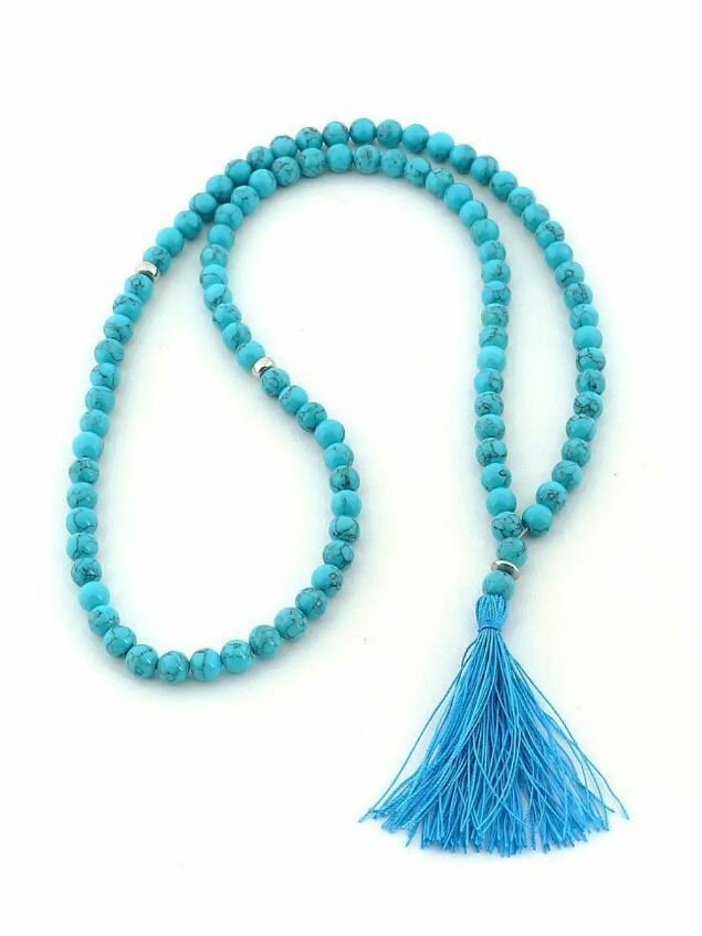 Мусульманские четки из бирюзы 99 бусины, диаметр 8 мм. в коробке