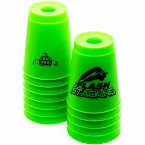 Стаканчики для капстекинга / QiYi MoFangGe Flash Stacking Cups с Держателем Зеленый / Развивающая игра