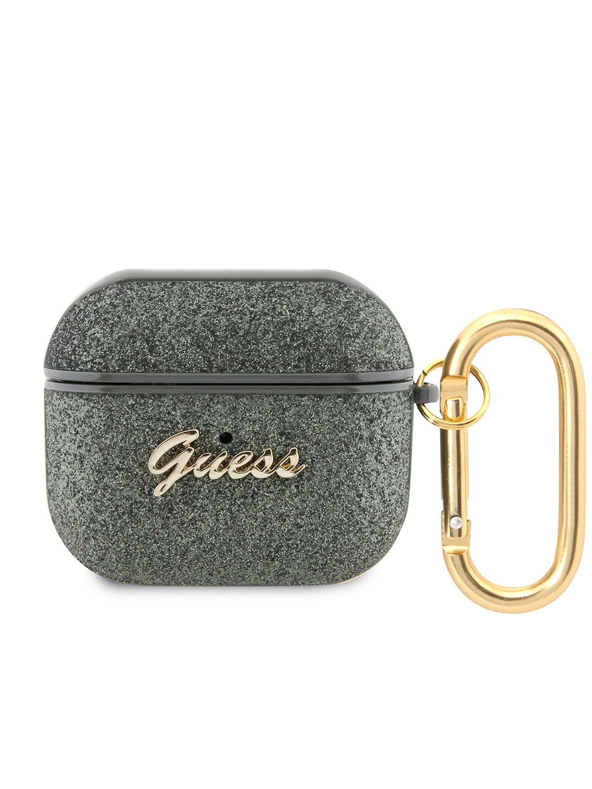 Guess для Airpods 3 чехол Glitter flakes Metal logo with carabin Green