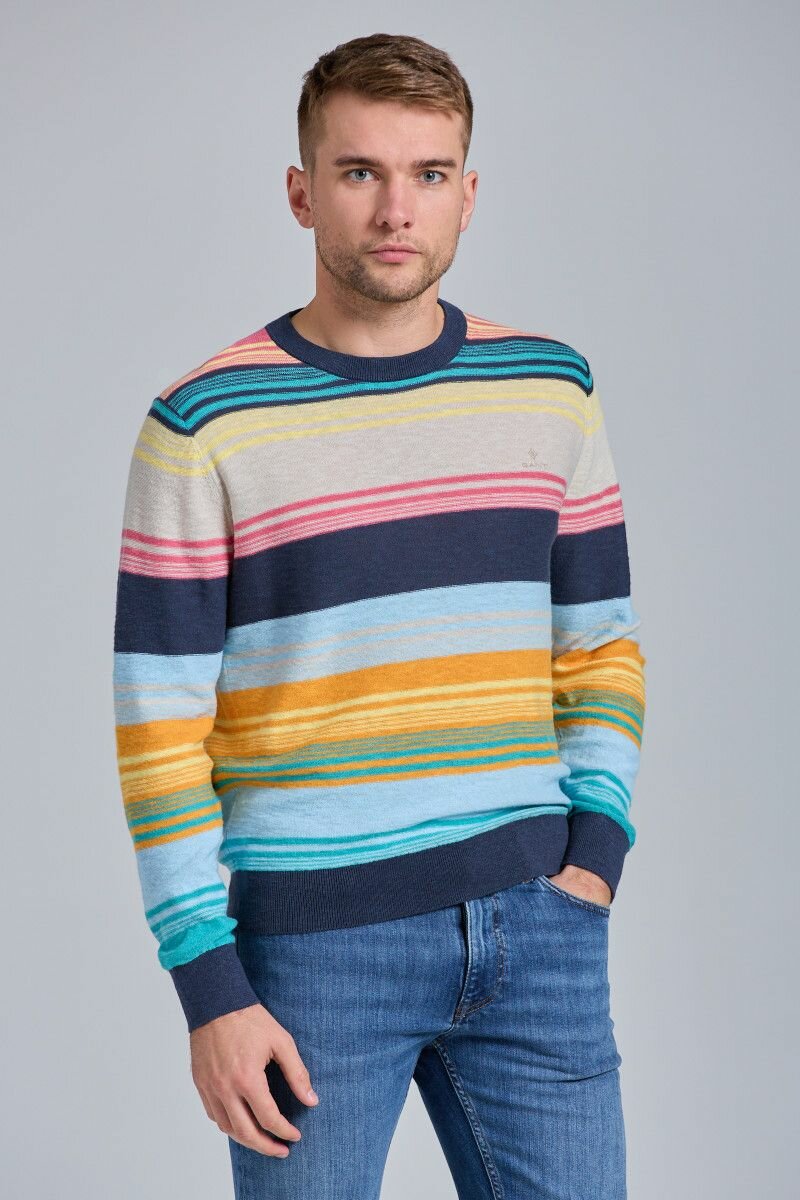 Джемпер COTTON LINEN STRIPED C-NECK